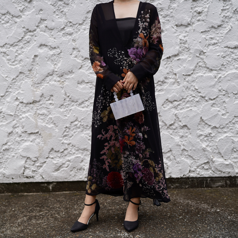 Ameri VINTAGE（アメリ ヴィンテージ）UND 2WAY DARIA V NECK DRESS（ブラック/M） | ブランドレンタルドレスのHELLO