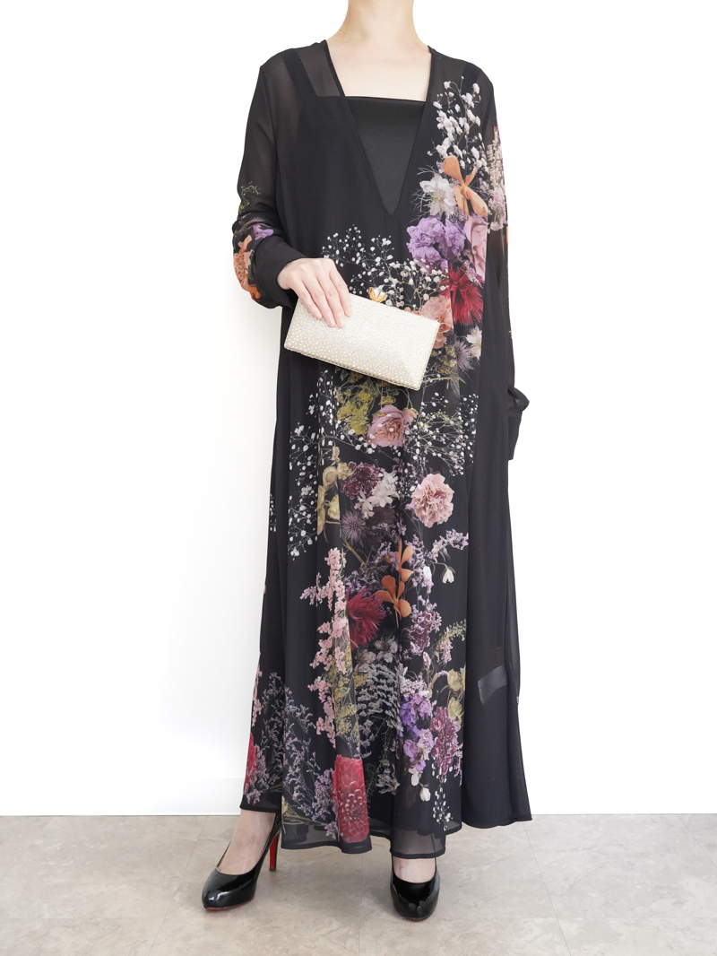 Ameri VINTAGE（アメリ ヴィンテージ）UND 2WAY DARIA V NECK DRESS（ブラック/M） | ブランドレンタルドレスのHELLO