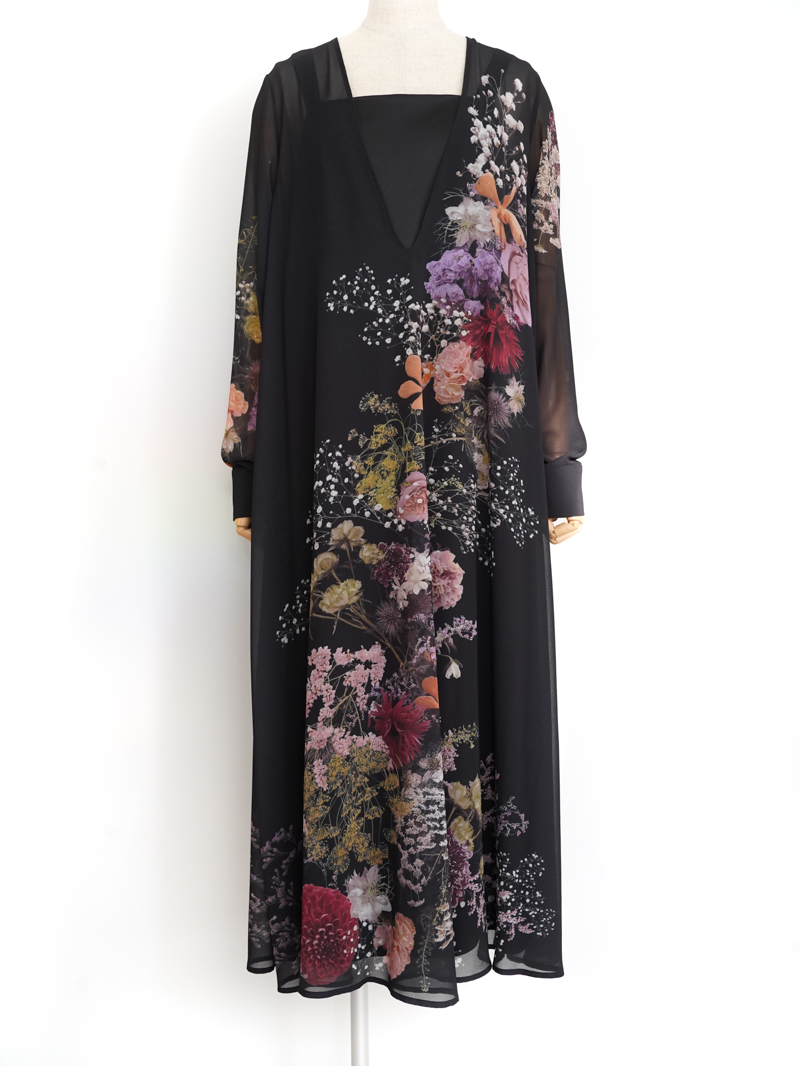 Ameri VINTAGE（アメリ ヴィンテージ）UND 2WAY DARIA V NECK DRESS（ブラック/M） | ブランドレンタルドレスのHELLO